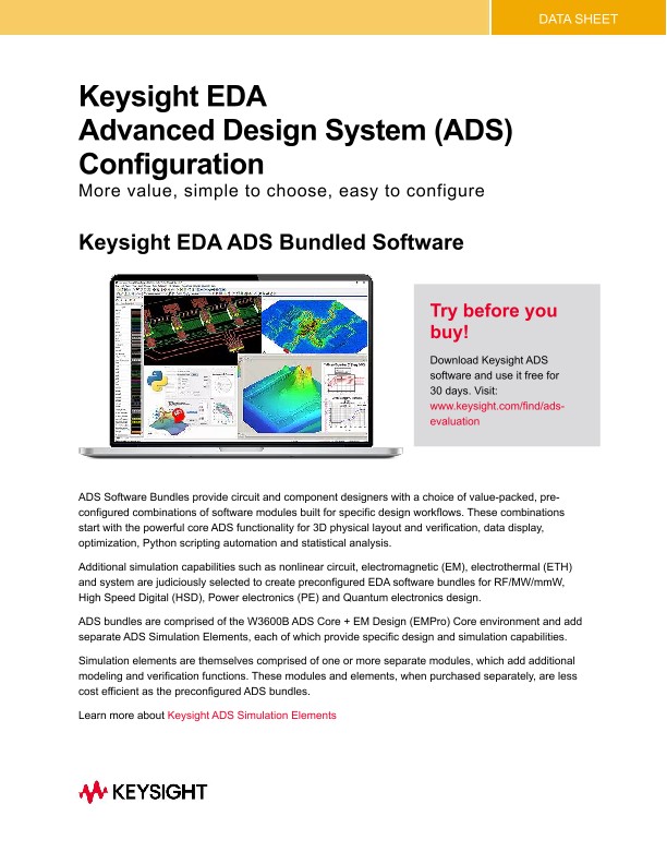 PathWave Advanced Design System (ADS) Configuration PDF Asset Page | Keysight